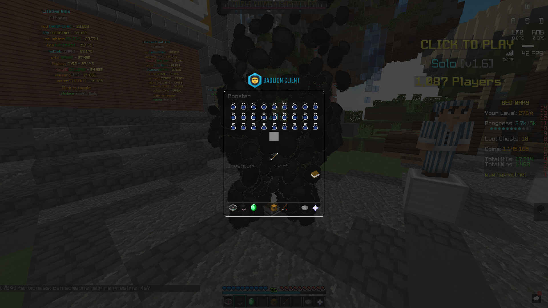Selling - PC - Premium - 1-24 Hours - Minecraft account with 96 hypixel ...