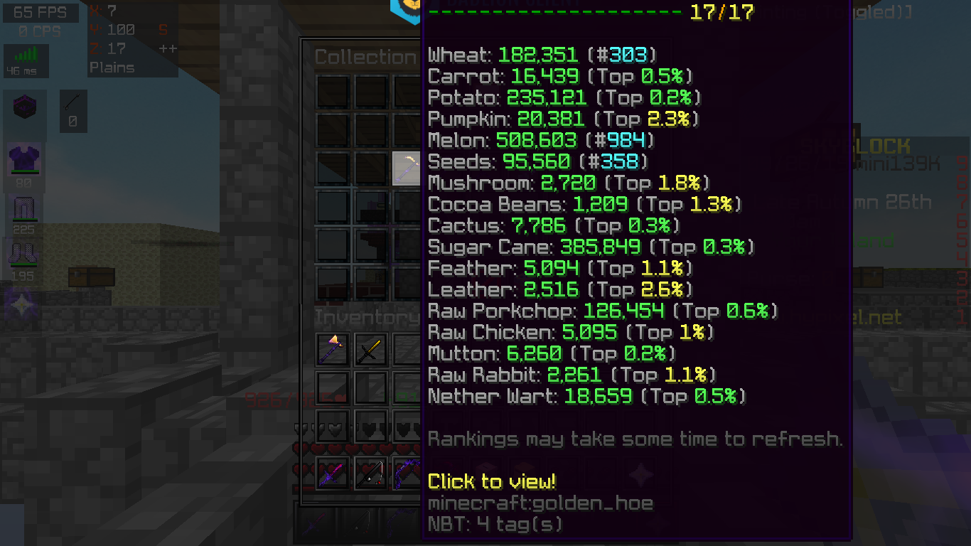 Finally got really high in the melon collection leaderboards! | Hypixel ...