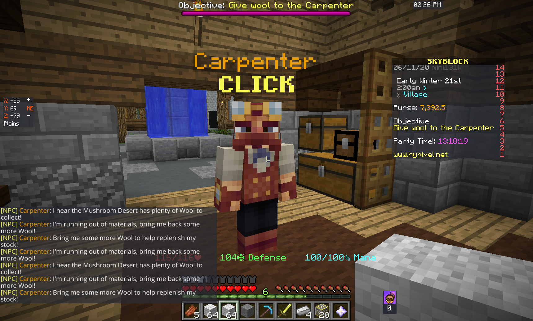 Objective: Give wool to the carpenter (solved) | Hypixel Forums