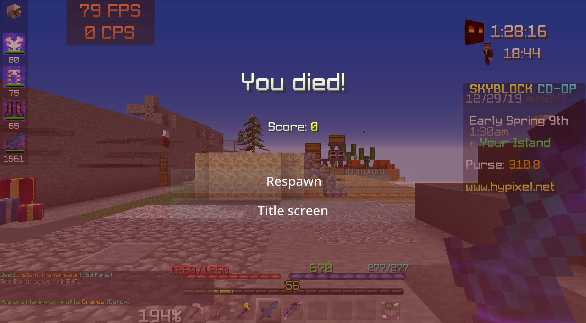 I got the respawn screen then this happened : r/HypixelSkyblock